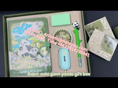 China Kawaii Panda Notebook Gift Box Journal Set With Notebook Pen Handheld Fan Thermos for sale