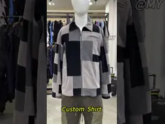 China Custom Men's Flannel Plaid Shirt Long Sleeve Zip Up Corduroy Shirt with Color Patchwork and Customized Size for sale