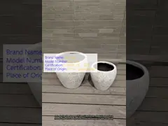 Unique white Flower Pots: Distinctive mosaic - like brick design round fiber clay planter lightweight durable low-maintainence holiday Villa office decoration Rooftop Gardens landscaping project