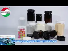 Cina Vendita all'ingrosso 250g 500g 1000g Bottiglia Trasparente Quadrata Rotonda in Plastica PET per Alimenti Contenitore per Miele con Tappo a Vite Vasetti per Miele in vendita