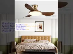 LED Ceiling Fan Lights factory- Low Floor Ceiling Fan 5 Blades Solid Wood Integrated High Wind Ceiling Fan Light