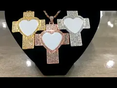 China Hip Hop Men Cross Necklace Sublimation Rhinestone Necklace Jewelry Blanks for sale