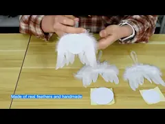 China Customized Logo Angel Wing Xmas Hanging Ornaments Sublimation Blank Feather Wing Christmas Wedding Party Decoration for sale