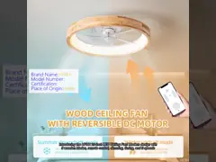 China wholesale  20-Inch LED Ceiling Fan 5 Wooden Leaves Custom Remote Control Dimming Timing 3-Speed Modern Living Room 60W 110V for sale