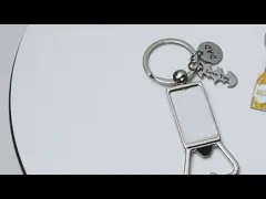 China Fathers Day Gift Diy Custom Metal Keychain Sublimation Beer Bottle Opener Key Chain for sale