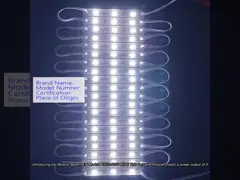 módulo led 7512-5050 RGB potência 0,72W LM60-66LM ângulo 160 IP65 com a caixa de luz exibindo os diferentes