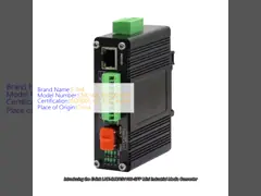Mini Industrial 10/100Base-T to 100Base-X SFP Fiber Ethernet Media Converter with 1Ch RS232/RS485/RS422