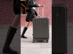 China 2-piece set ABS hard shell luggage 18-inch carry-on luggage  black color TSA lock spinner wheel suitcase ,USB -charging multi-functional front opening cup holder trolley case laptop bag for sale