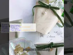 French High End White Green Wedding Gift Box Paper Box  Gold Foil