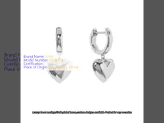 Luxury Heart Dangle Gold Plated Hoop Earrings Brass Jewelry Women Custom Body Jewelry