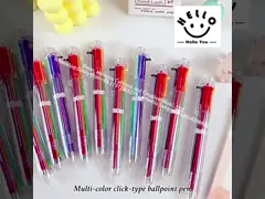 China Six-Color Bullet Tip Pens 0.7mm Refill See-through Ball Pens for Journal Kids for sale