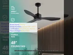 무트 인테리어 오피스 홈 리모컨 ABS 3 블레이드 흰색 검은색 현대 48 인치 천장 팬