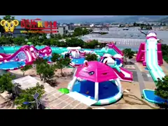 China Outdoor Giant Slides Inflatable Water Park Customized With Two Large Pool for sale