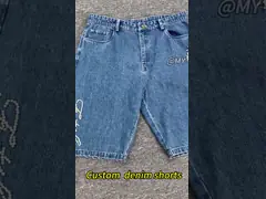 China Custom Denim Shorts for Men Rhinestone Print Jean Shorts Men Denim Breathable Vintage Streetwear Embroidery Shorts for Summer for sale