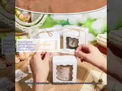Kraft Paper Candle Boxes With Window Baby Shower Party Favor Packaging
