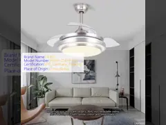 Modern 36 42 pulgadas de plata ventilador retráctil de techo con luz LED 3 cuchillas control remoto interruptor cuchillas ocultas