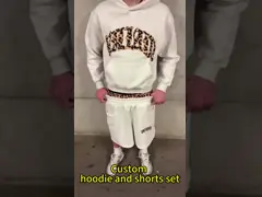 Cina Tute sportive con applicazioni personalizzate, ricamate, con zip, 500 GSM, due pezzi, tuta con cappuccio, felpa con cappuccio e pantaloncini sportivi per uomo in vendita