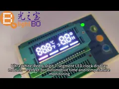 자동차 시간/온도 표시기를 위한 초백/붉은 7 세그먼트 LED 시계 디스플레이 모듈