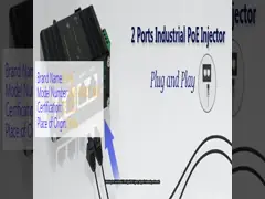 12~48VDC Power Input Industrial 2-Port Gigabit PoE+ Injector
