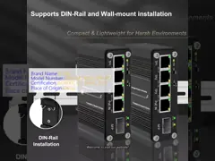 Mini Industrial 3-Port 10/100/1000T + 1-Port 100/1000X SFP PD Switch with PoE Splitter Function