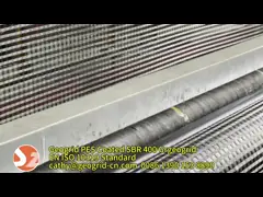 China Coastal Embankment Reinforcement Uniaxial Geogrid  750 / 100 KN Woven Coated Polyester Geogrid for sale