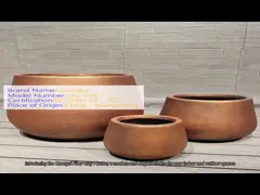 Goden Delux Warm Metallic - Toned Brown Round Egg Shape Fiber Clay Planter Architectural Landscaping