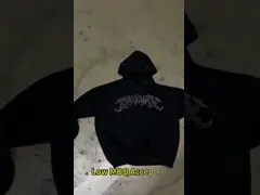 Hoodie Streetwear Custom Distressed Embroidery Patch Zip up Oversized Hoodie French Terry Rhinestone