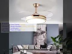 China Factory 2025 Modern LED Ceiling Fan Light for Home and Restaurant Bluetooth Mute Simple Invisible Iron Chandelier 220V for sale