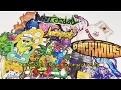 China  Food Grade Doypack Die Cut Cali 3.5g 7g 14g 28g Sugar Cookie Mylar Bags Glossy/matt Smell Proof Ziplock Bags for sale