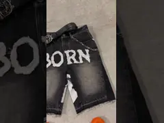 China Custom Baggy Fit 5-Pocket Logo Embroidered White Contrast Top Stitching Denim Shorts Blue Summer Products Jorts Short Jeans for sale