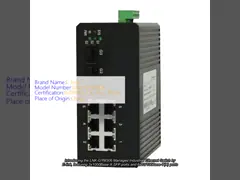 6 Port Managed Industrial Ethernet Switch with 3 1000Base-X SFP ports and 6 10/100Base-T(X) ports
