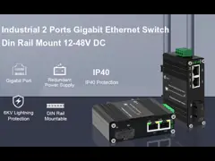 Mini Industrial 1-Port 100/1000X SFP to 2-Port 10/100/1000T Ethernet Media Converter Supports Full/H