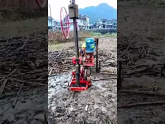 Small hydraulic drilling rig for soil testing at a depth of 50 meters