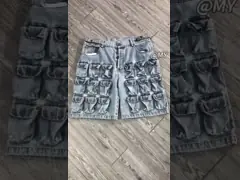 China Casual Heavyweight Shorts Jeans Fashion OEM Custom logo Zipper Fly Loose Fit Denim Shorts for Men for sale