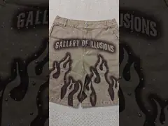 Custom 2025 New Short Pants Jorts Streetwear High Waist Vintage Stone Wash Rhinestone Baggy Oversize