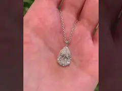 Lab Grown Pear Diamond Necklace 18K Gold VVS-VS Clarity