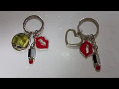 China Sublimation Lipstick Keychain With Heart And Round Tag Personalized Photo Keychains for sale
