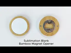 China Personalized Round Bamboo Wooden Bottle Opener Fridge Magnet Sublimation Blank Bottle Openers for sale