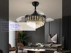 China wholesale   Luxury Remote Control Retractable Invisible Fan Blade Golden Ceiling Fan Light for sale