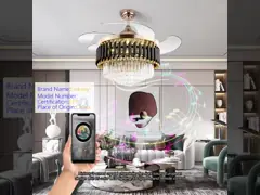 China wholesale   Smart Chandelier Ceiling Light and Fan Luxury Bedroom Crystal Chandelier Ceiling Led Fan Light Luxury Ceiling Fan Led with Light for sale