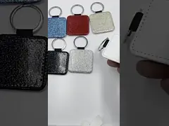Leather Sublimation Keychain Colorful Blank Single Sided Glitter Keychain Custom Key Tag