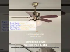 HFBH 208B Ac Dc Classico Stile Americano 42/52 Pollici Pull Chain Legno telecomando rame lampadario di soffitto Ventilatore con luce