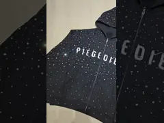 Custom French Terry 100% Heavy Cotton Zipper Distressed Embroidery Applique Zip up Rhinestone Men's