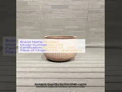 Light Tan Studded Design Round Fiber Clay Outdoor Planter Architectural Landscaping Design