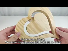 China Double Heart Photo Frame Sublimation Blanks Custom Wood Picture Frames For Christmas Decorative for sale