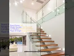 Customized Stair Railings Tempered Glass Fence For Interior Staircase Balustrade