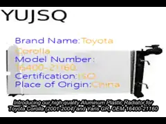 China Aluminum Plastic Radiator for Toyota Corolla 2001-2004 Yaris GR OEM 16400-21160 for sale