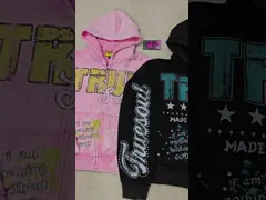 Custom DTG Screen Printing Boxy Heavyweight Zipper Jackets Cotton Distressed Rhinestone Zip up Men H