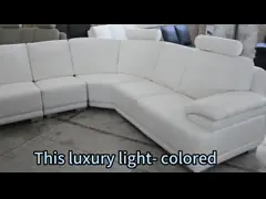 711Light Hued Leather Corner Sofa: Versatile, Cozy – Perfect for Stylish Interiors