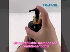 China 450ml Black PET Pump Bottle – For Shampoo & Body Wash, Elegant Flat Shoulder Design for sale